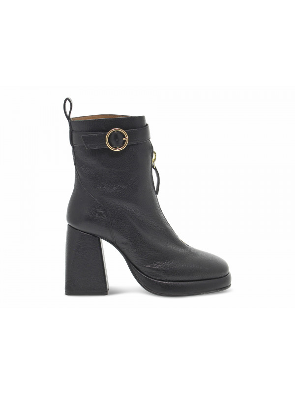 Low boot Emanuèlle Vee TRONCHETTO PLATEAU ZIP in black leather - Guidi ...