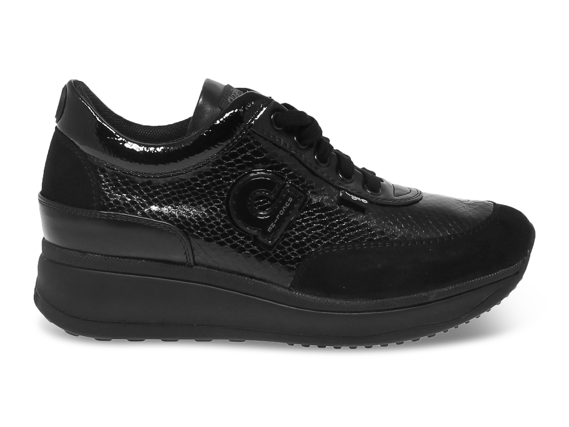 Sneakers Ruco Line AGILE in pitonato e camoscio nero - Guidi Calzature ...